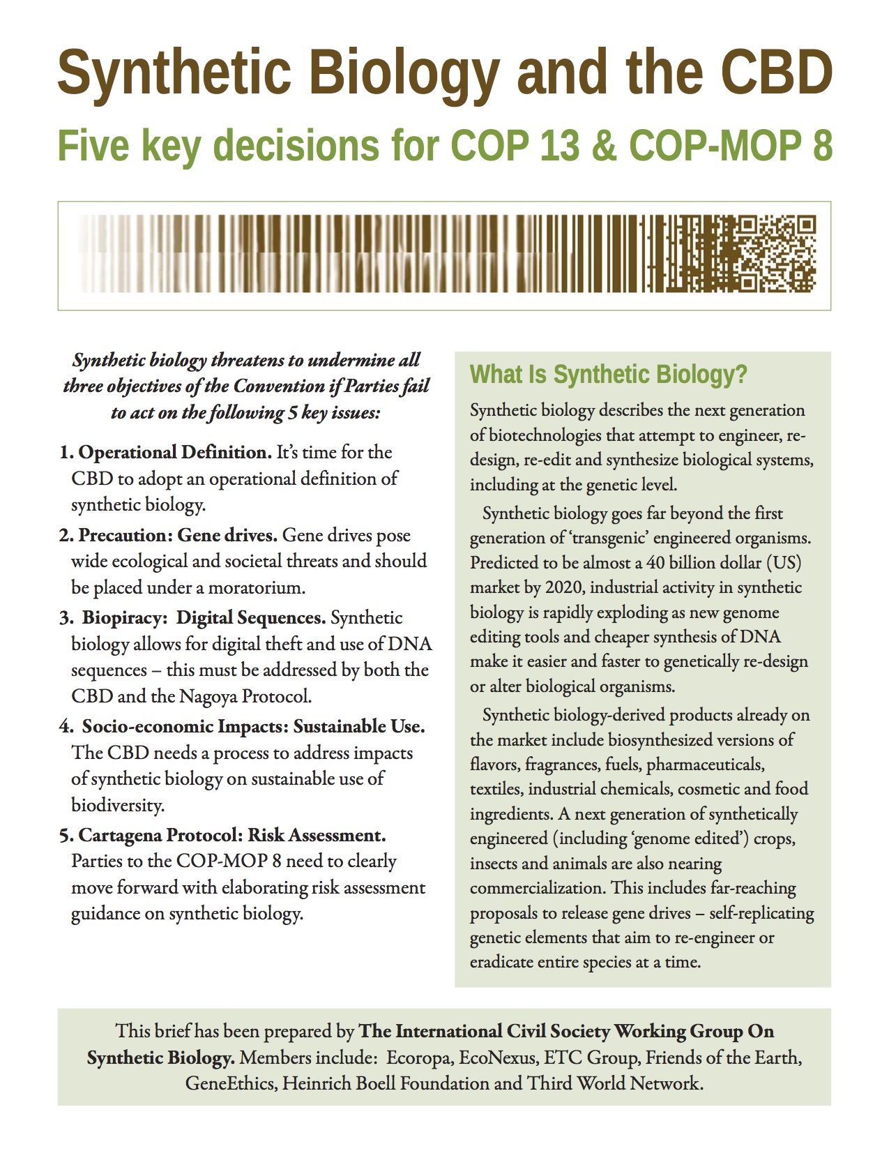Synthetic Biology And The CBD ETC Group Synthetic Biology And The CBD ETC Group
